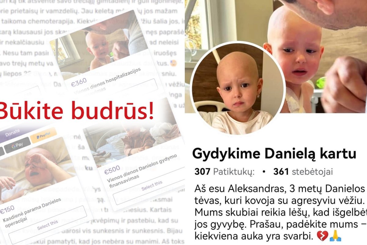 Būkite atsargūs: sukčiai renka pinigus, prisidengę sergančios mergaitės vardu - Delfi kartu