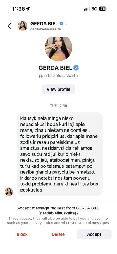 Elenai Karalienei – grasinanti Gerdos Bieliauskaitės žinutė: nugirdo ir ...