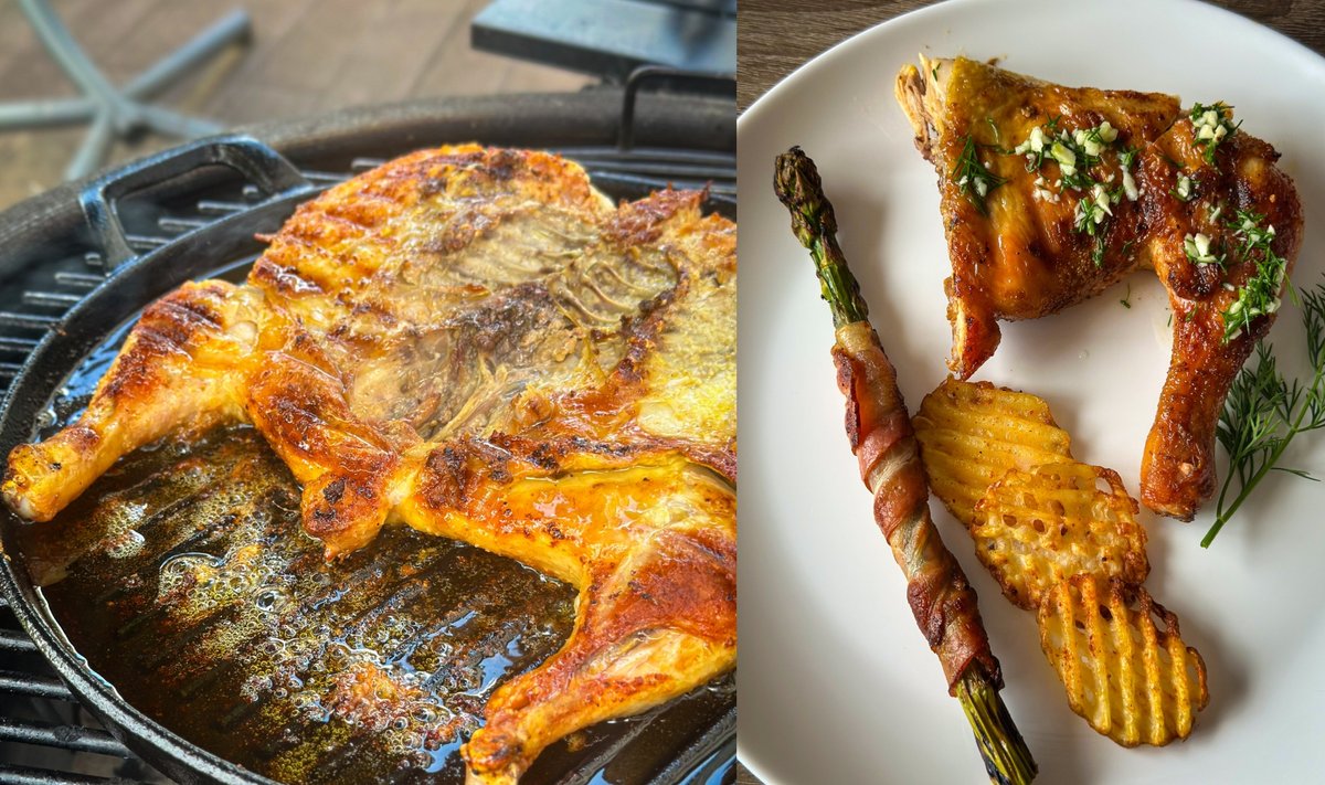 Viščiukas tabaka: Irena parodė, kaip jį pagaminti keptuvėje ant grilio ...