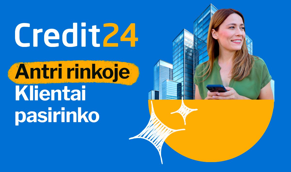 Antroje vietoje rinkoje įsitvirtinusią „Credit24“ jau pasirinko daugiau nei 200 tūkst. klientų ...