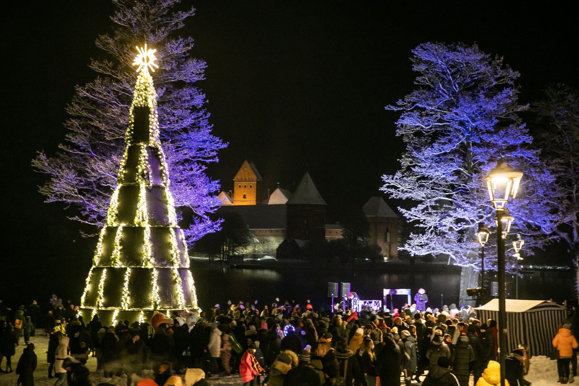 Trakai įžiebė eglę ir siunčia „žalią“ žinią Europai: miesto kalėdinis ...