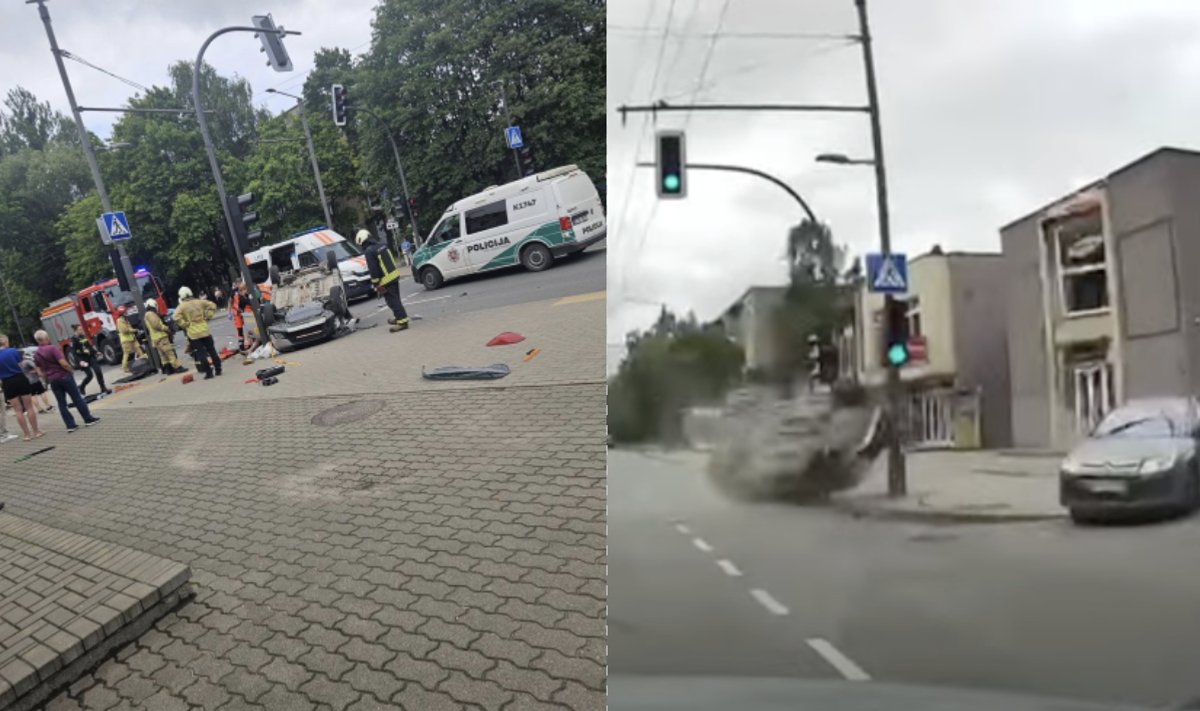 Avarija Kaune: nufilmavo, kaip po smūgio ant stogo apvirto „Lietuvos ...